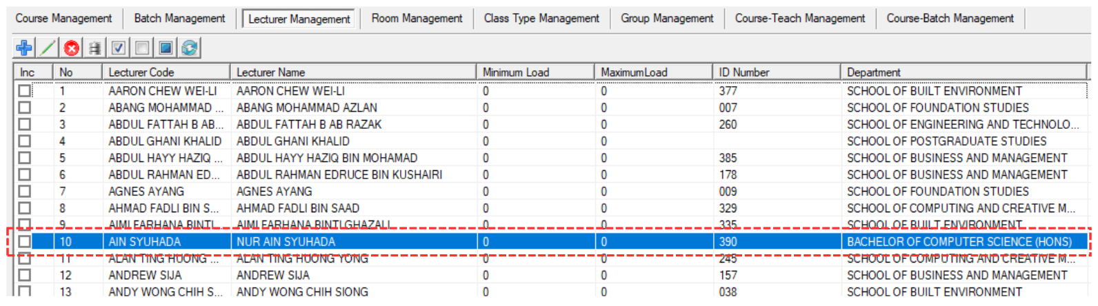 Stage 1: Database: Lecturer | TPlus